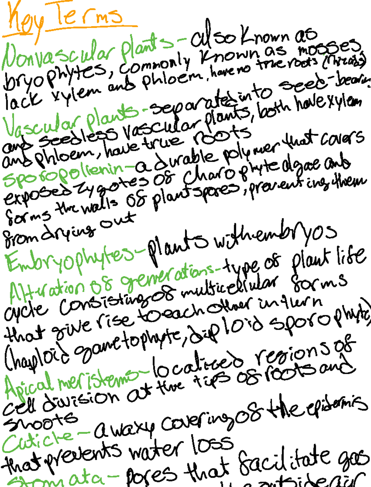 Key Terms in Plant Biology and Evolution - Studocu