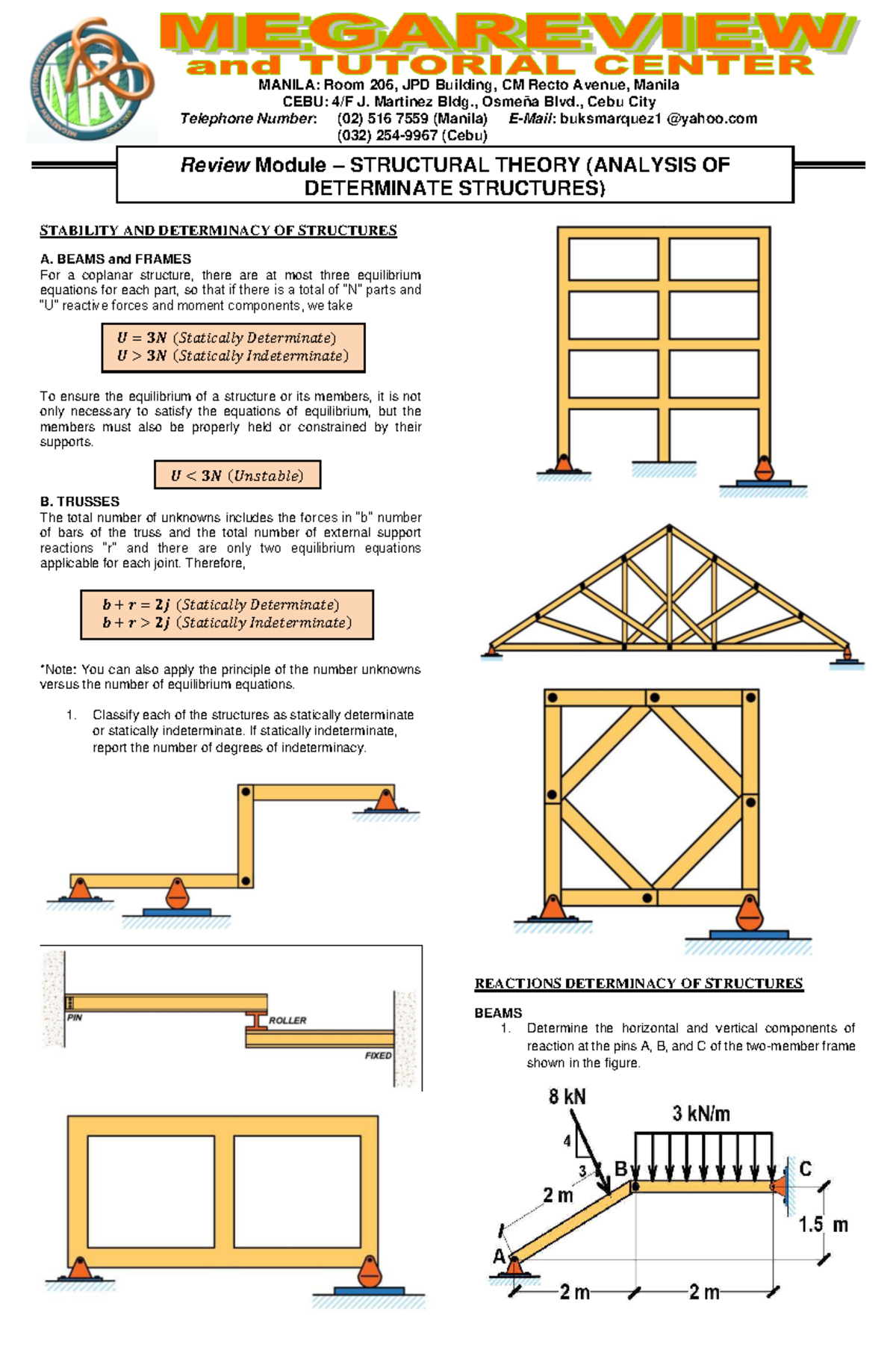 Review Module 34: Structural Theory - Analysis of Determinate Structures - Studocu