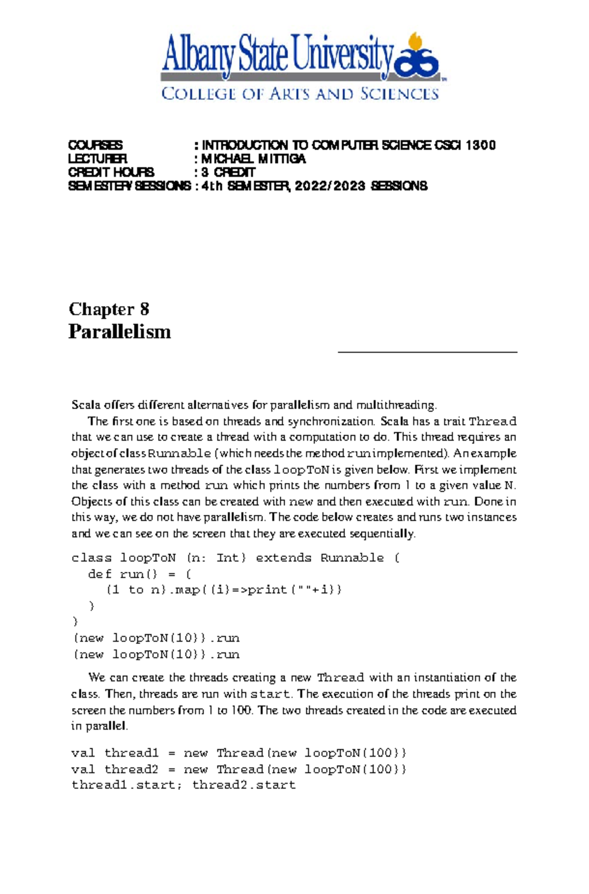 CSCI 1300-Albany State University-Lecture Notes Introduction To ...