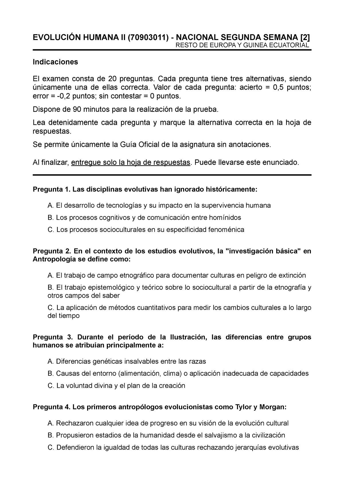 Examen Final de Evolución Humana II (70903011) - Resto de Europa y ...