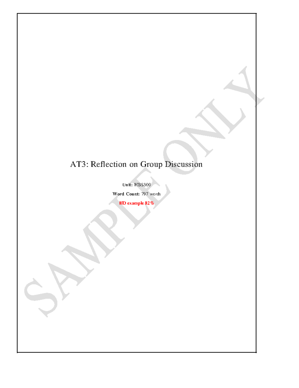 HBS300 AT3 2021 example - AT3: Reflection on Group Discussion Unit: HBS ...