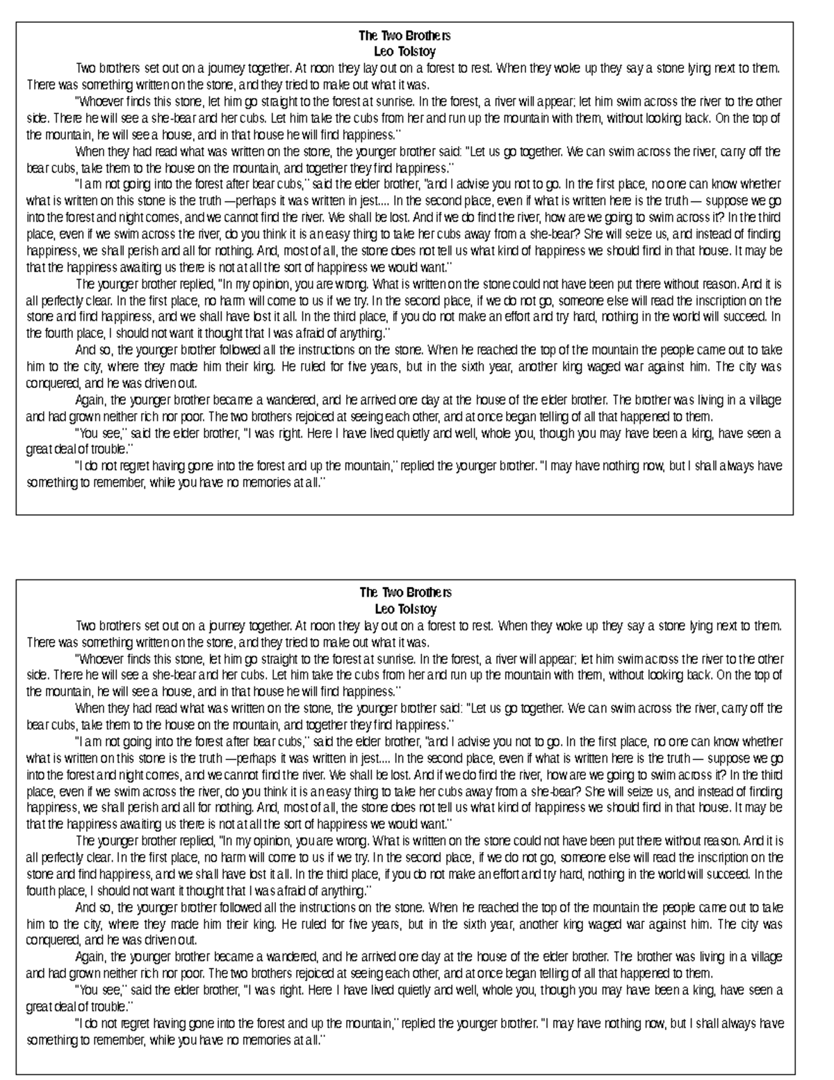 The Two Brothers: A Journey of Choices and Consequences - Studocu