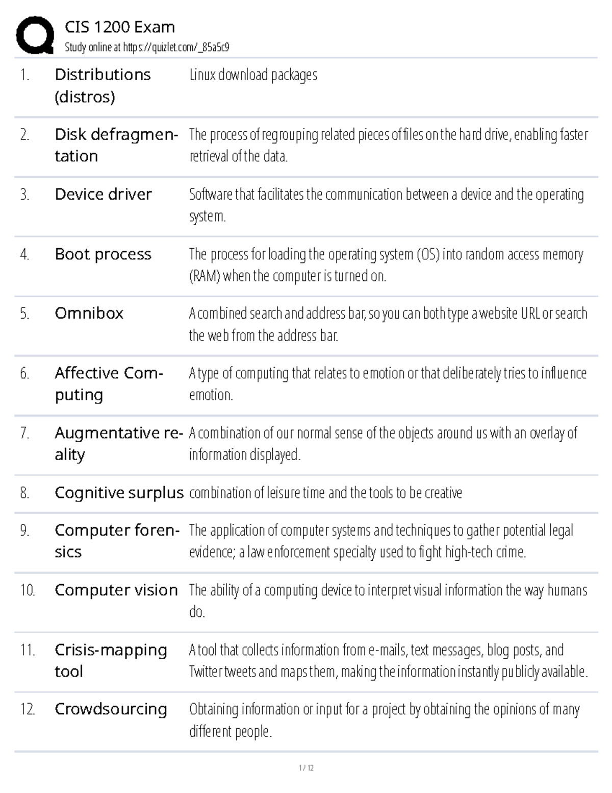 CIS 1200 Final Exam Study Guide: Key Concepts in Computing - Studocu