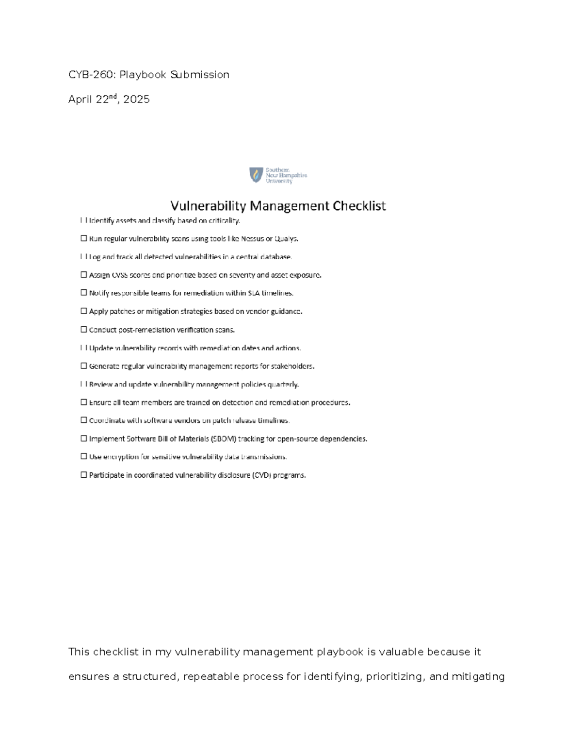 Playbook submission - CYB 260 - CYB-260: Playbook Submission April 22nd ...