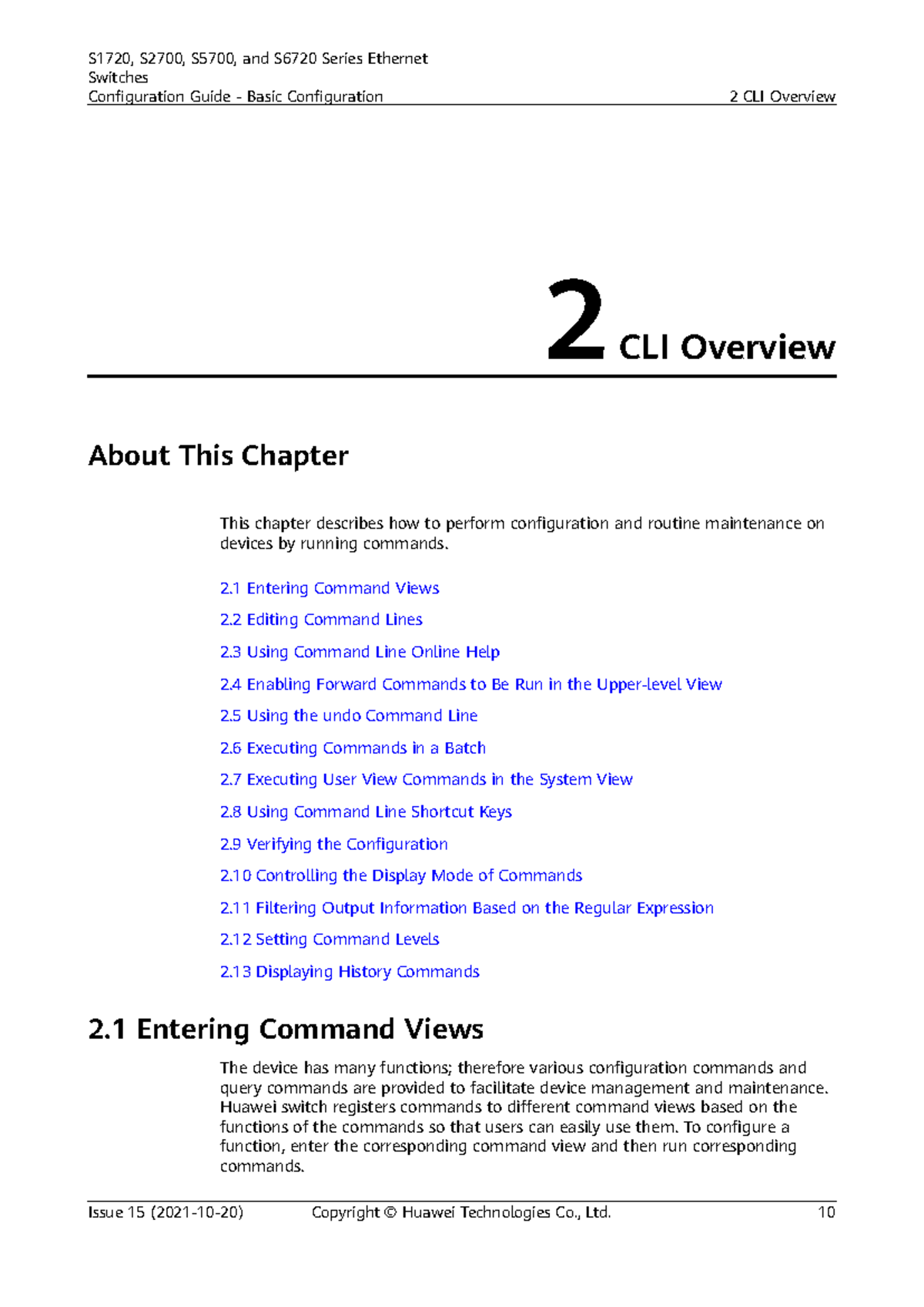 S1720, S2700, S5700, S6720 Series Ethernet Switches CLI Overview Guide - Studocu