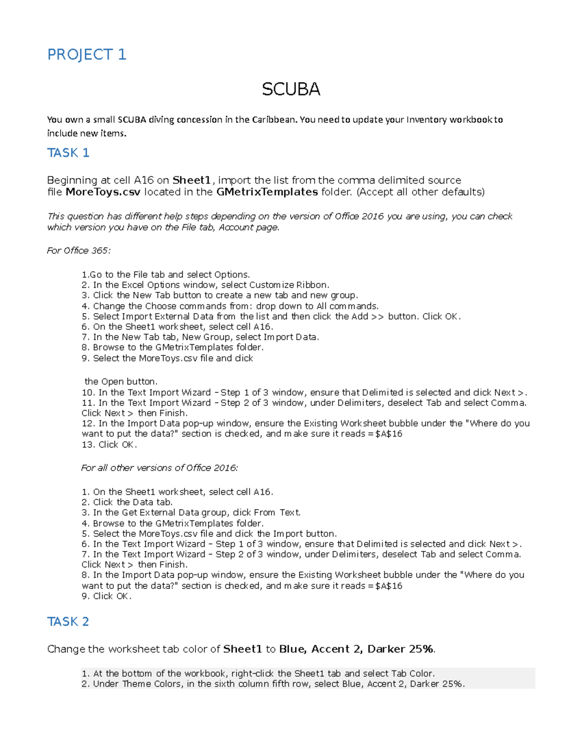 MOS Excel 2016 - CORE Practice Final Exam 1 Study Guide - Studocu