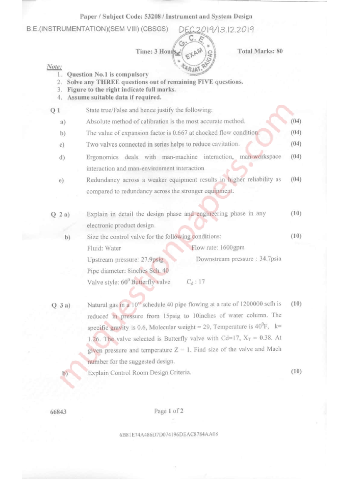 BE-53208 Instrument & System Design Final Exam DEC19 - Studocu