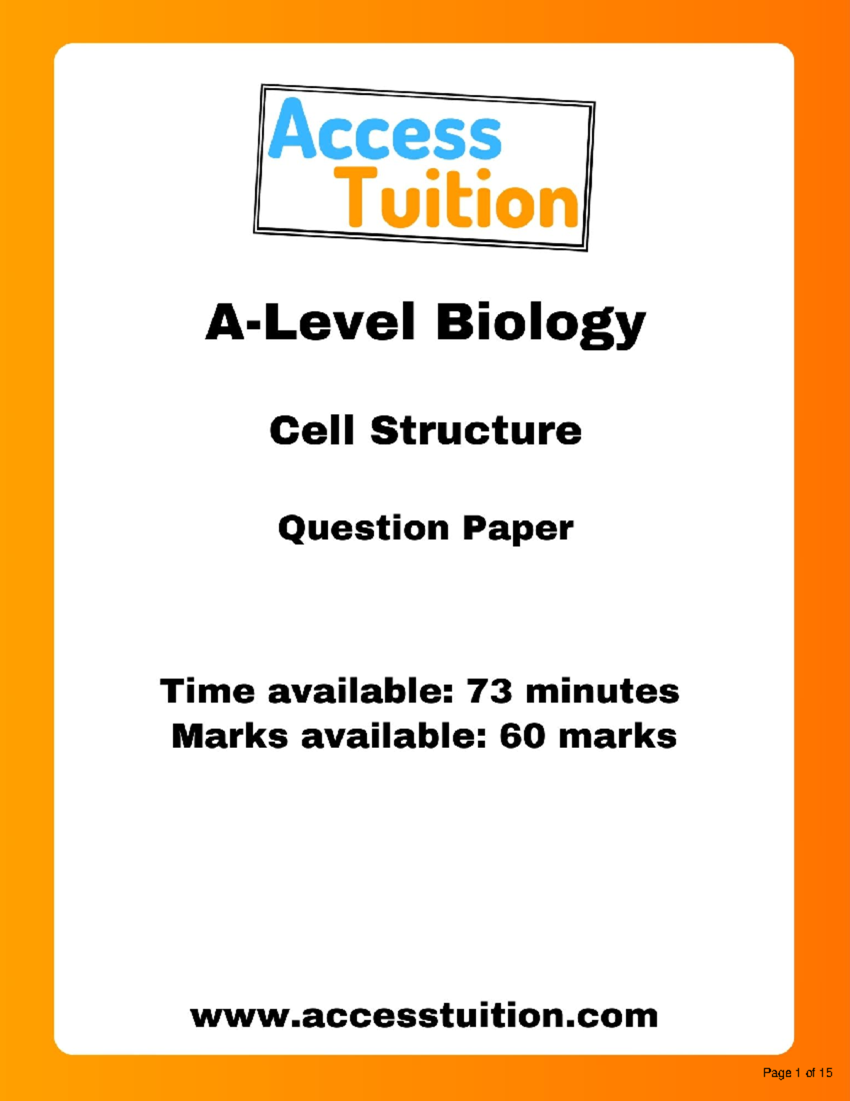 Cell Structure Questions & Answers - BIOLOGY QP - Studocu
