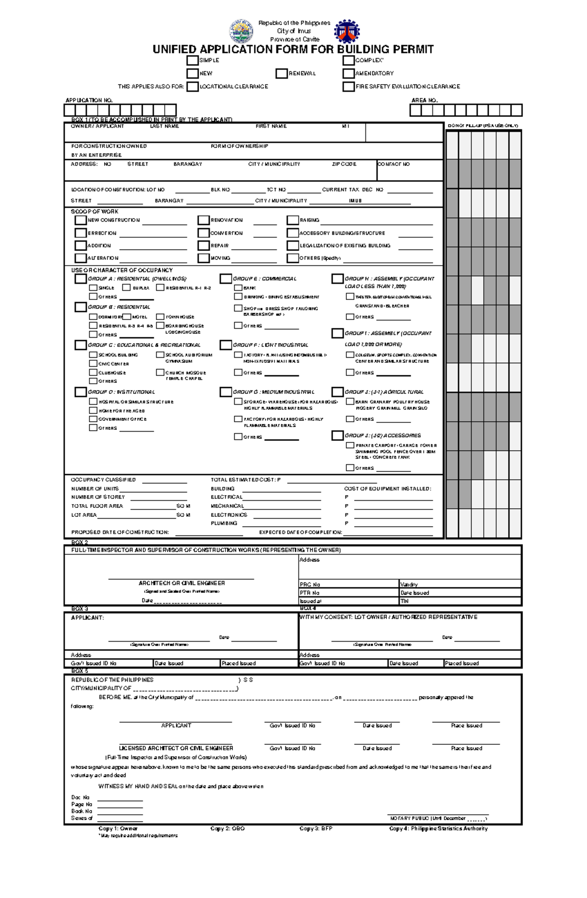 02 Unified Application Form for Building Permit Imus - SIMPLE COMPLEX ...