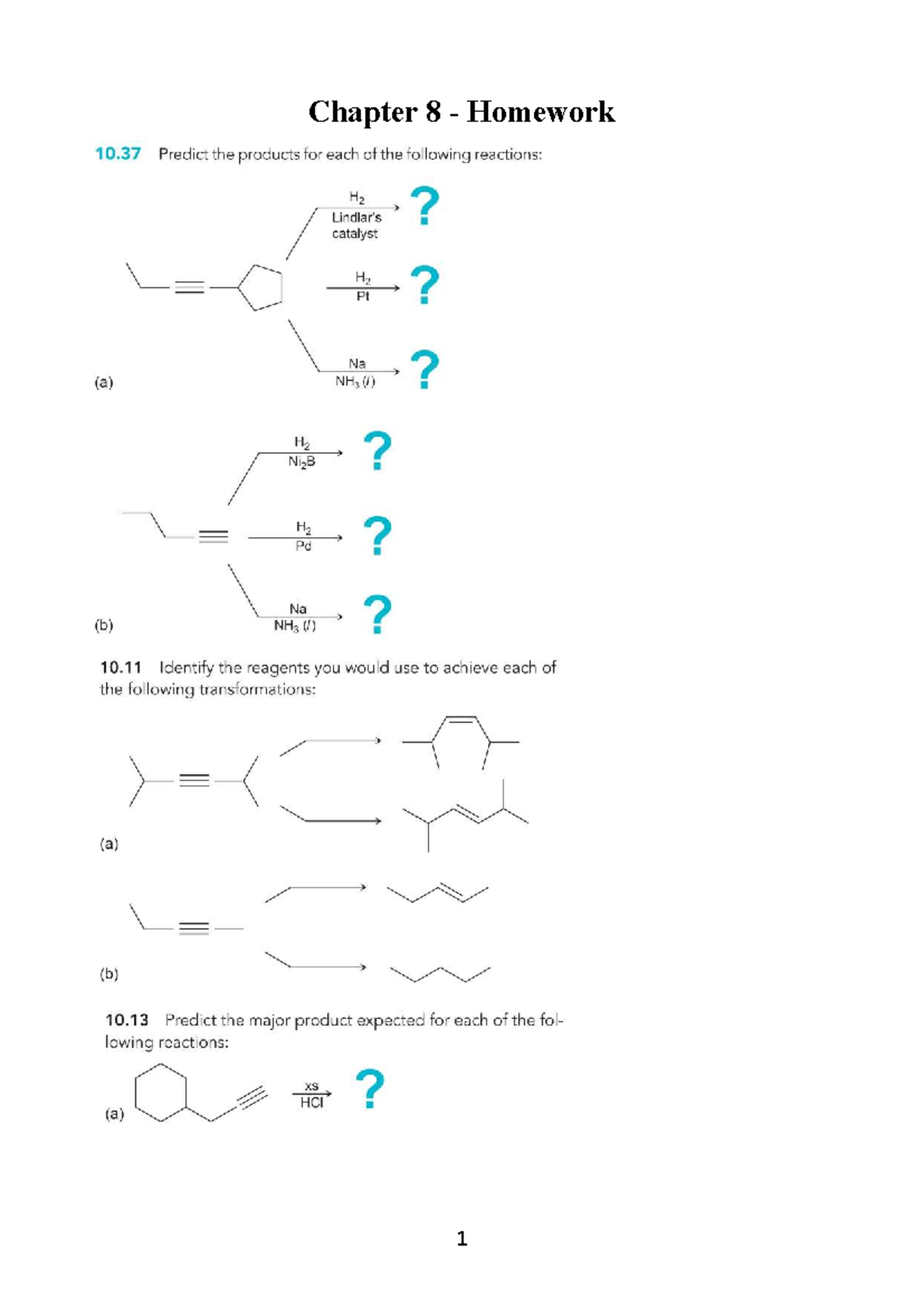 Chapter 8 - Homework on Organic Chemistry Reactions - Studocu