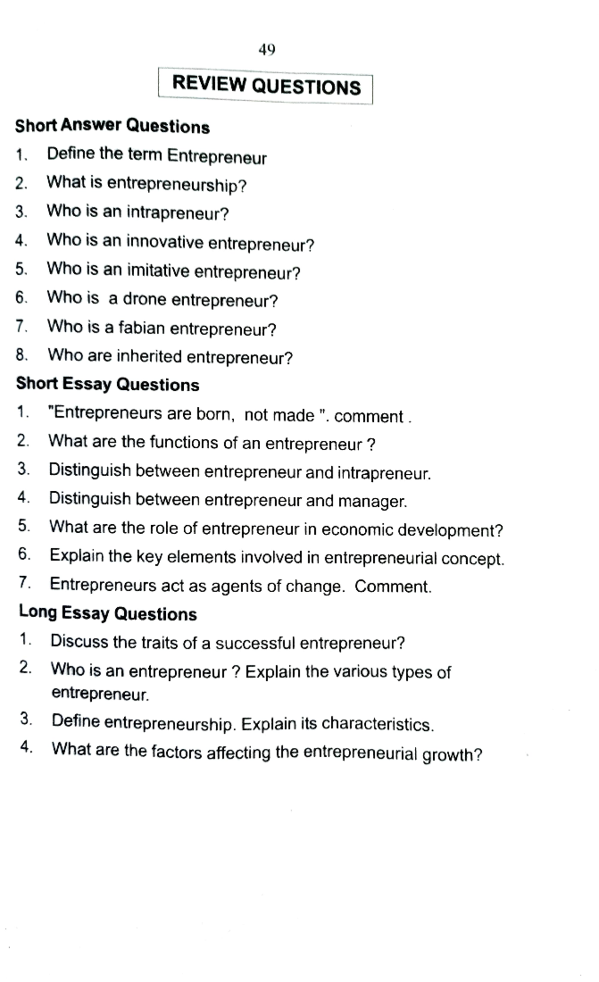 Entrepreneurship CH1: Key Questions & Concepts Review Guide - Studocu