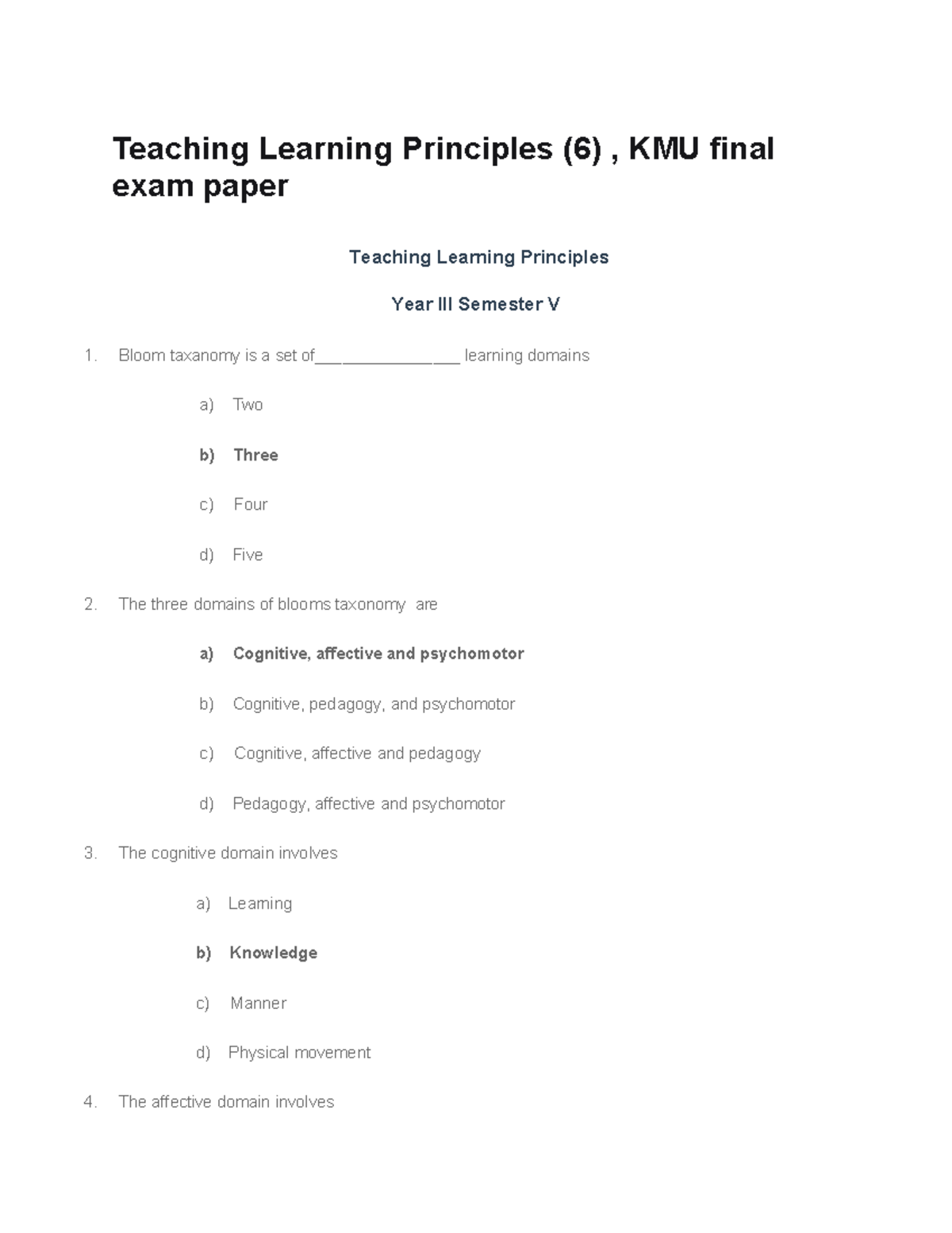 Teaching Learning Principles (6) - KMU Final Exam Paper Review - Studocu