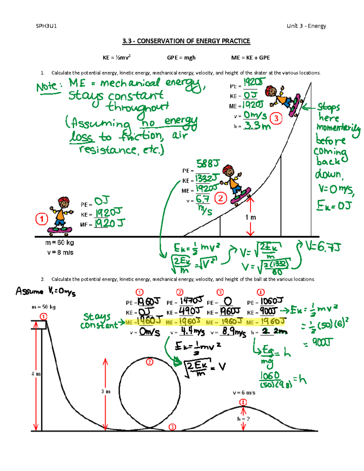 Physics sound and forces - SPH3U1 Unit 3 - Energy 3 - CONSERVATION OF ...