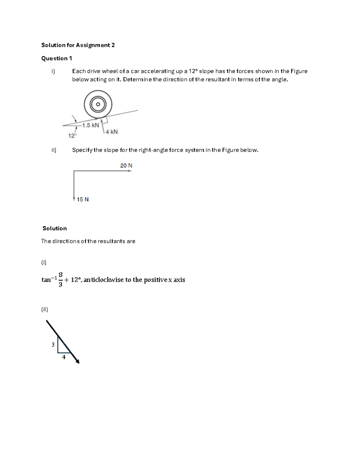 Solution for Assignment 2: Forces and Resultants Analysis - Studocu