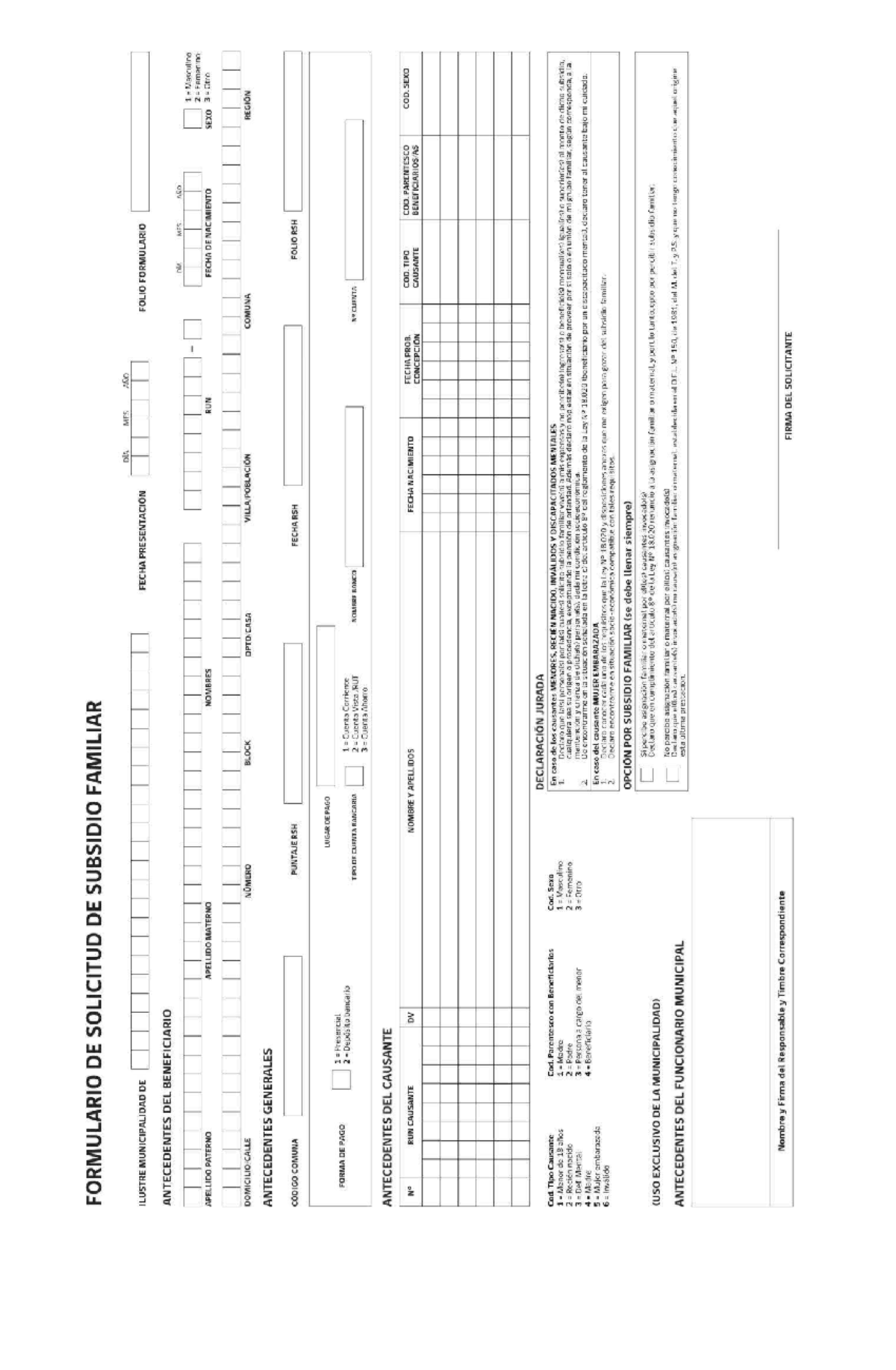 SUF Formulario de Solicitud de Subsidio Familiar Completo - Studocu