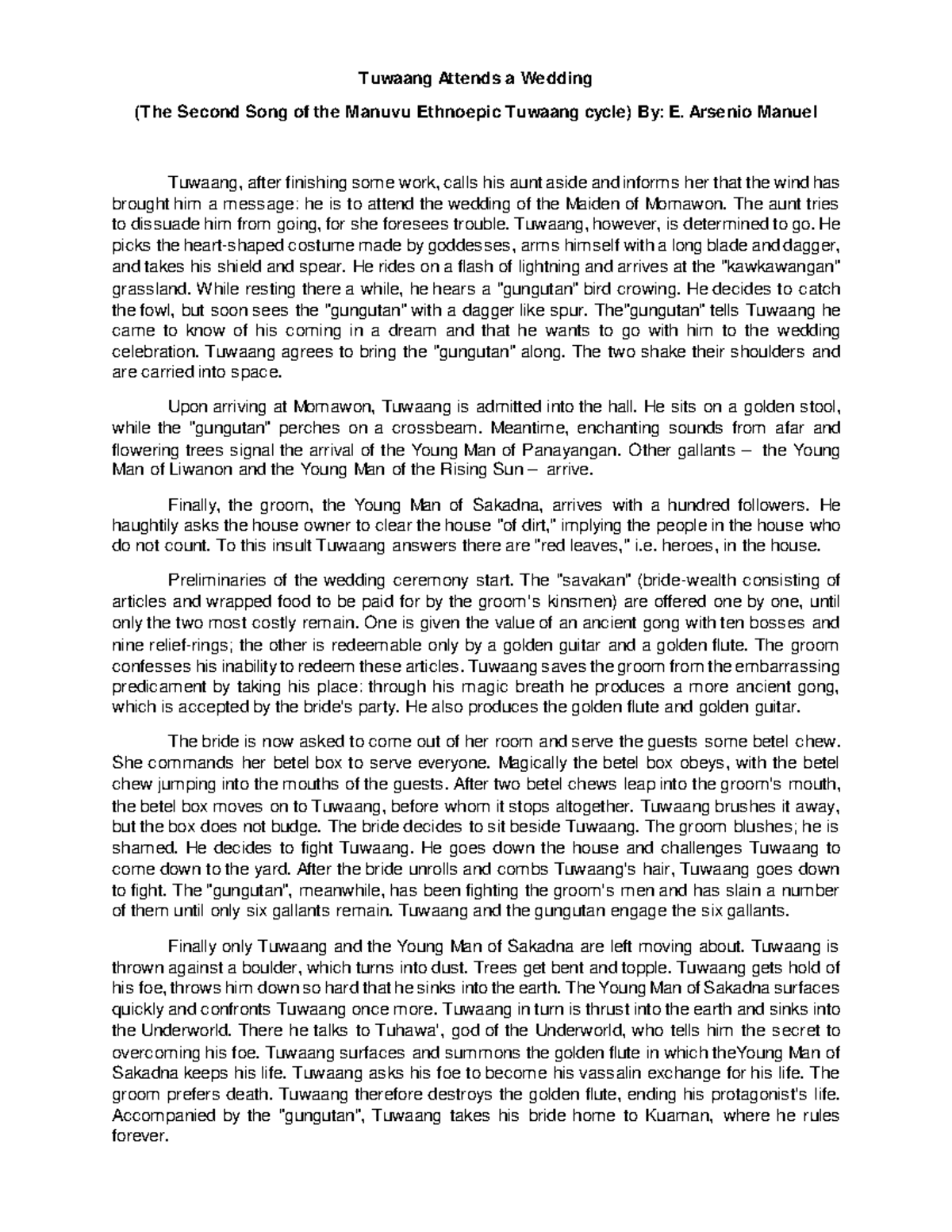 Tuwaang's Epic Journey at the Wedding of Momawon - Full Story Analysis ...