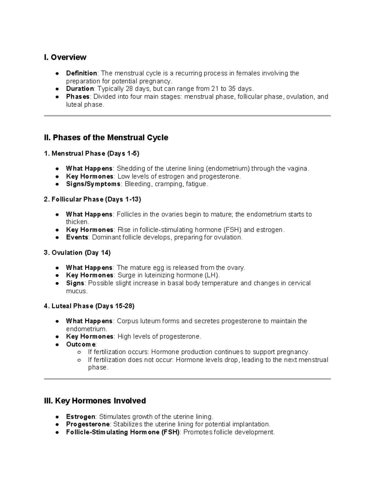 Menstrual Cycle Overview: Phases & Key Hormones Explained - Studocu
