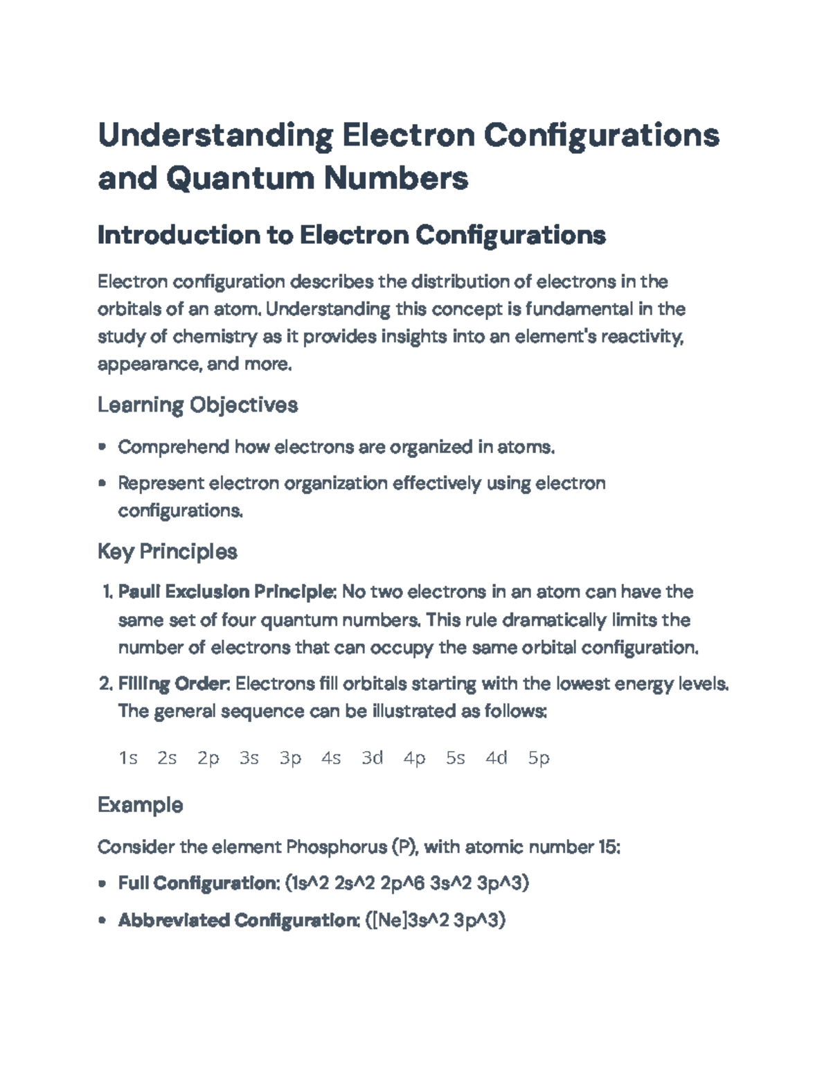 Understanding Electron Configurations and Quantum Numbers in Chemistry ...