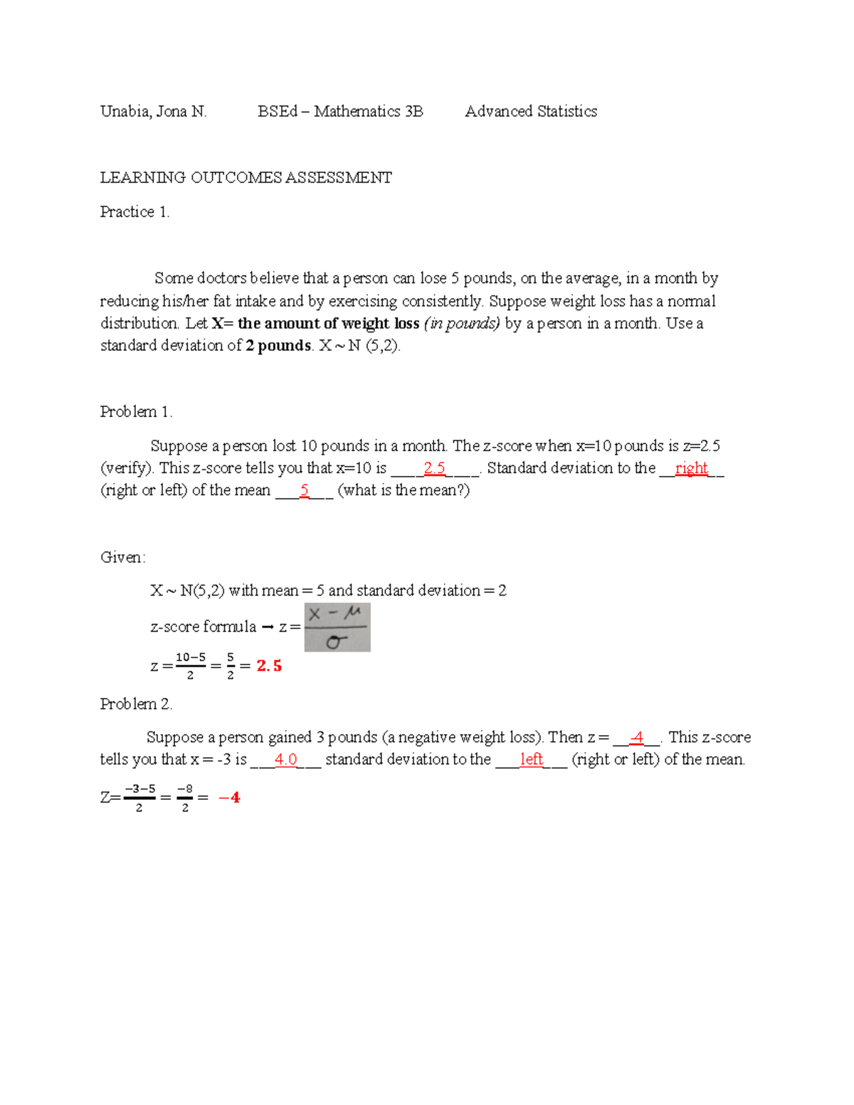 BSEd Mathematics 3B Advanced Statistics Practice Problems and Solutions - Studocu