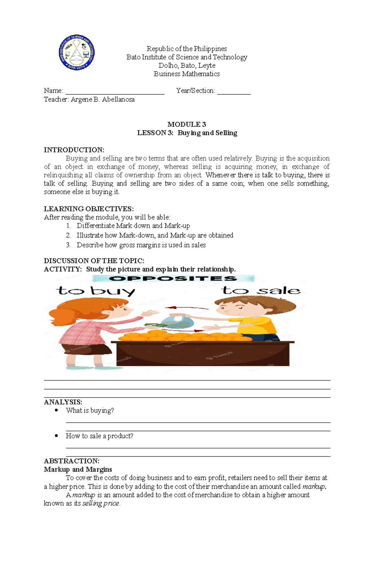Module 2 (Week 2) - Ratio and Proportion - nRepublic of the Philippines ...