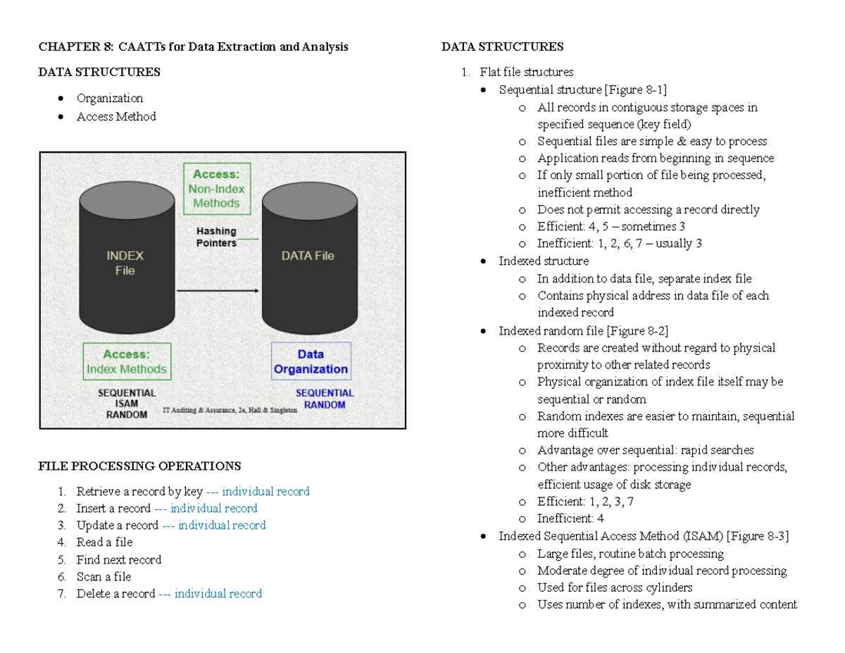 Ch 8: CAATTs for Data Extraction & Analysis - Data Structures Overview - Studocu