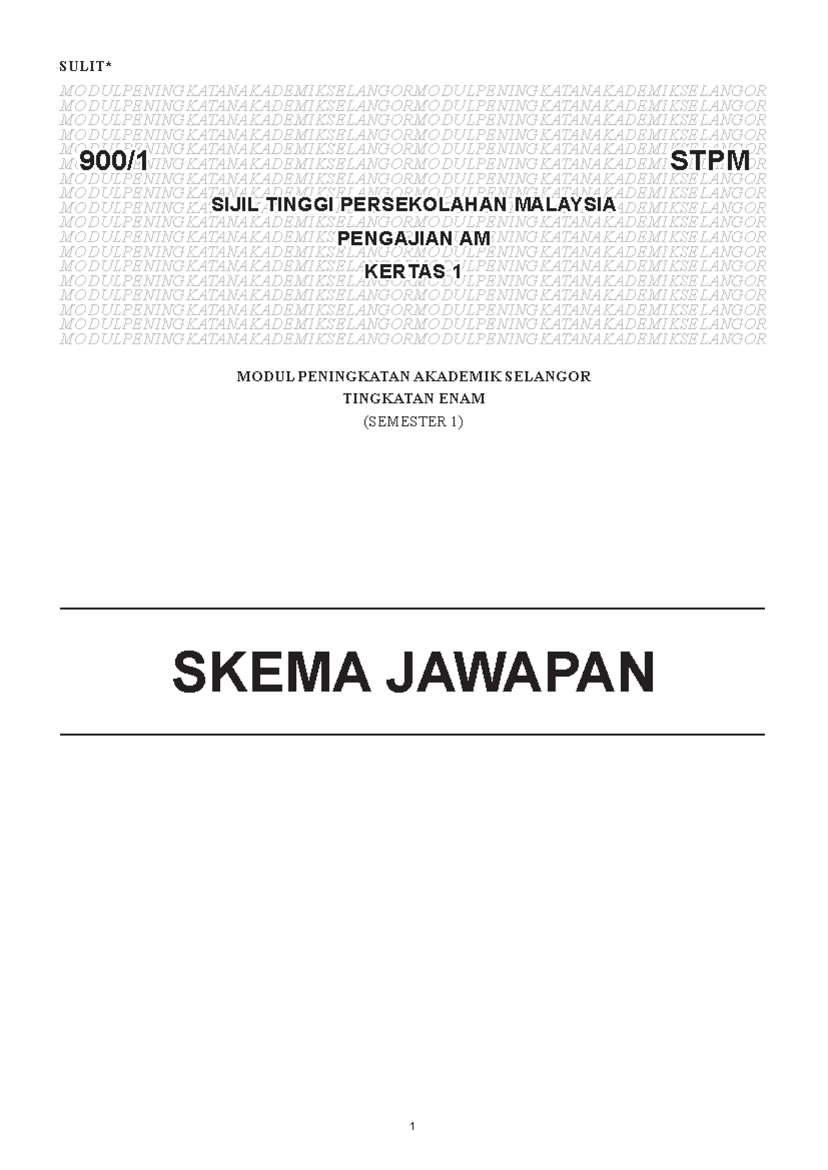Skema Jawapan Pengajian Am STPM 900/1 Semester 1 - Studocu