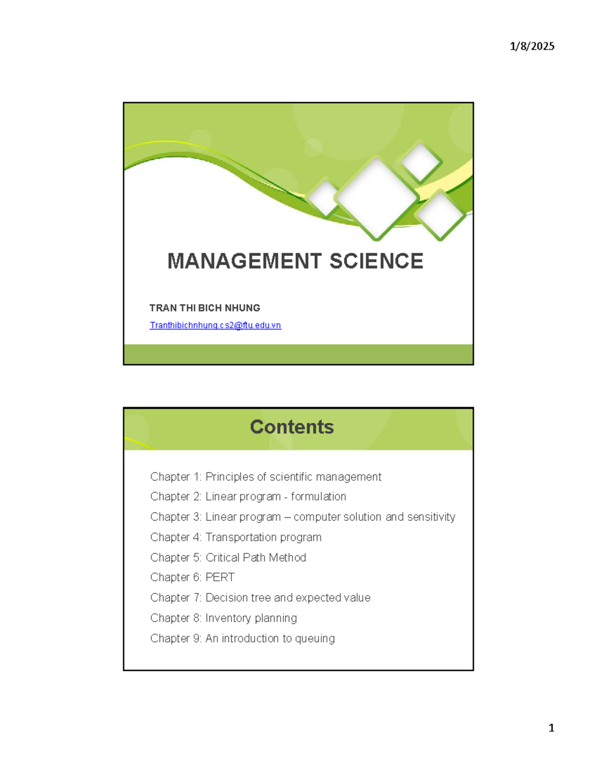 MANAGEMENT SCIENCE: Chapter 1 - Principles of Scientific Management - Studocu