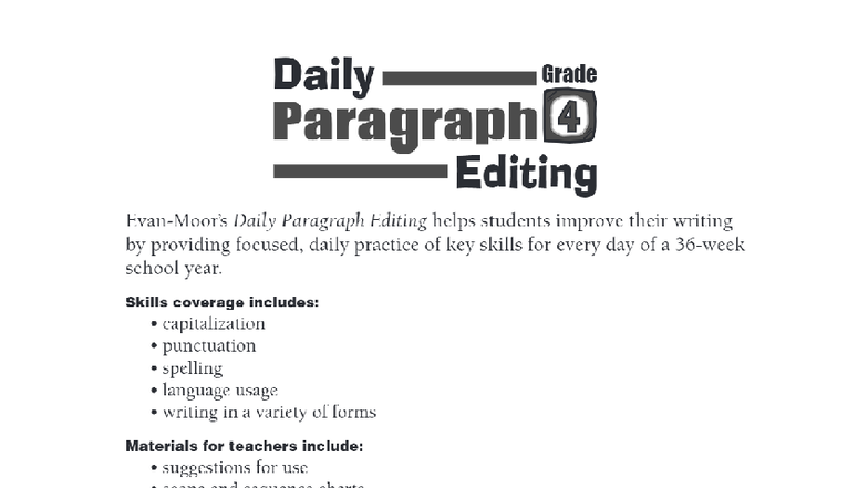 Daily Paragraph Editing Guide for Grade 4 (EMC 2727) - Studocu