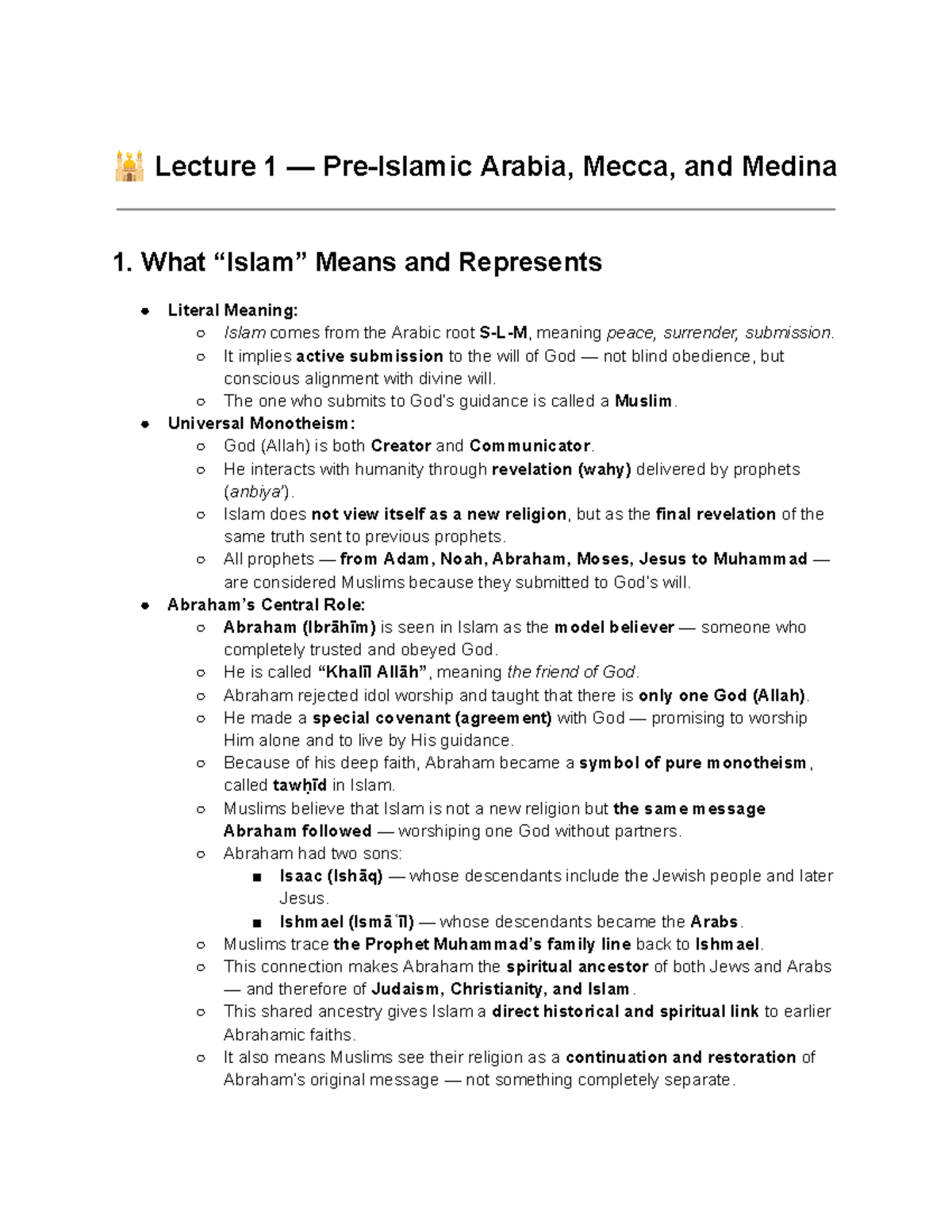Lecture 1: Islam's Origins and Early History - SCAR2Q03 - Studocu