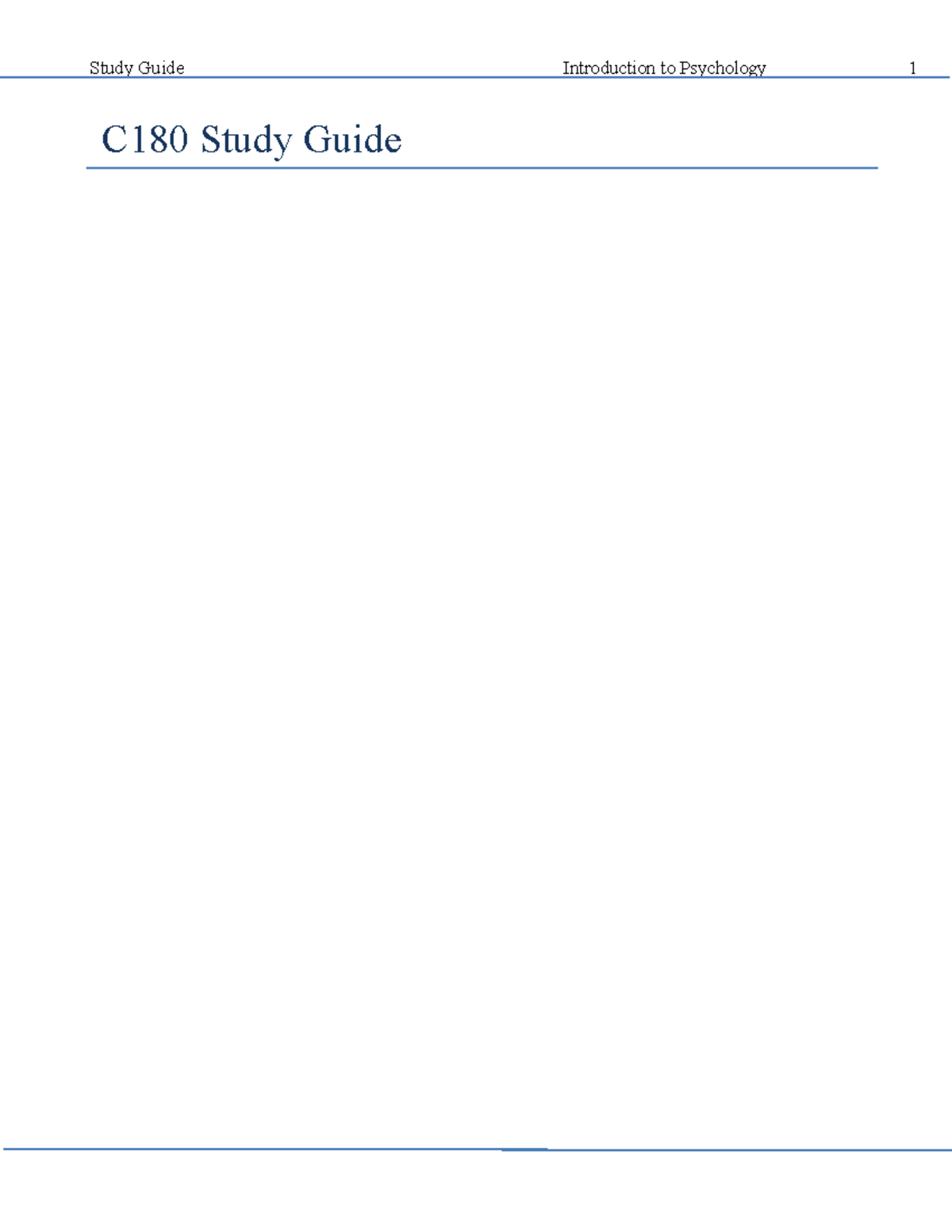 C180 Final Exam Study Guide: Foundations of Psychology and Key Concepts ...