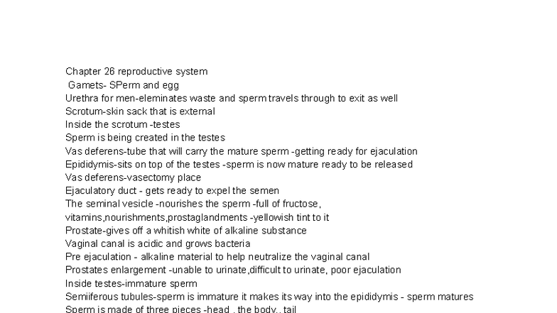 Chapter 26: Reproductive System Overview and Functions - Studocu