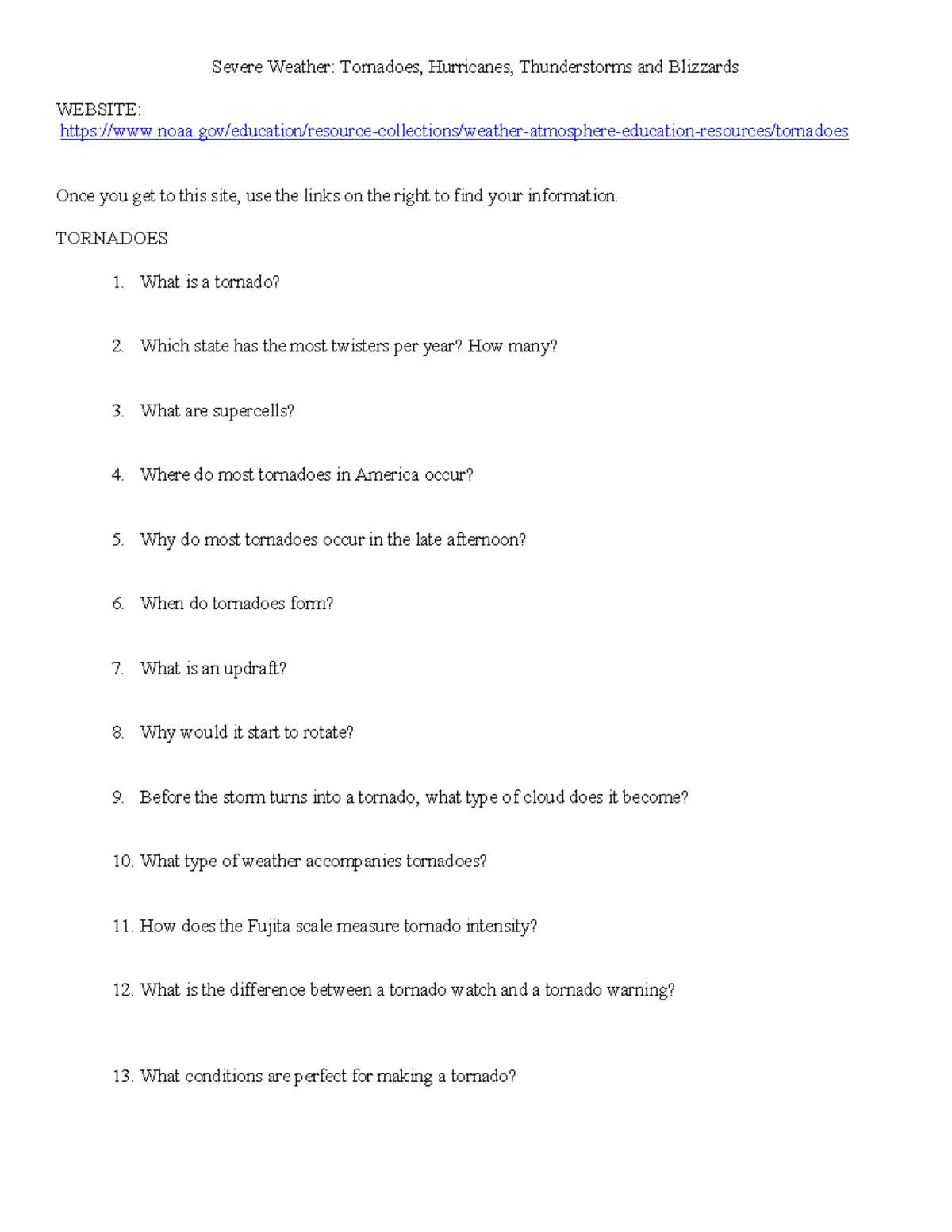 Severe Weather Webquest: Tornadoes, Hurricanes, & Thunderstorms 2020 ...