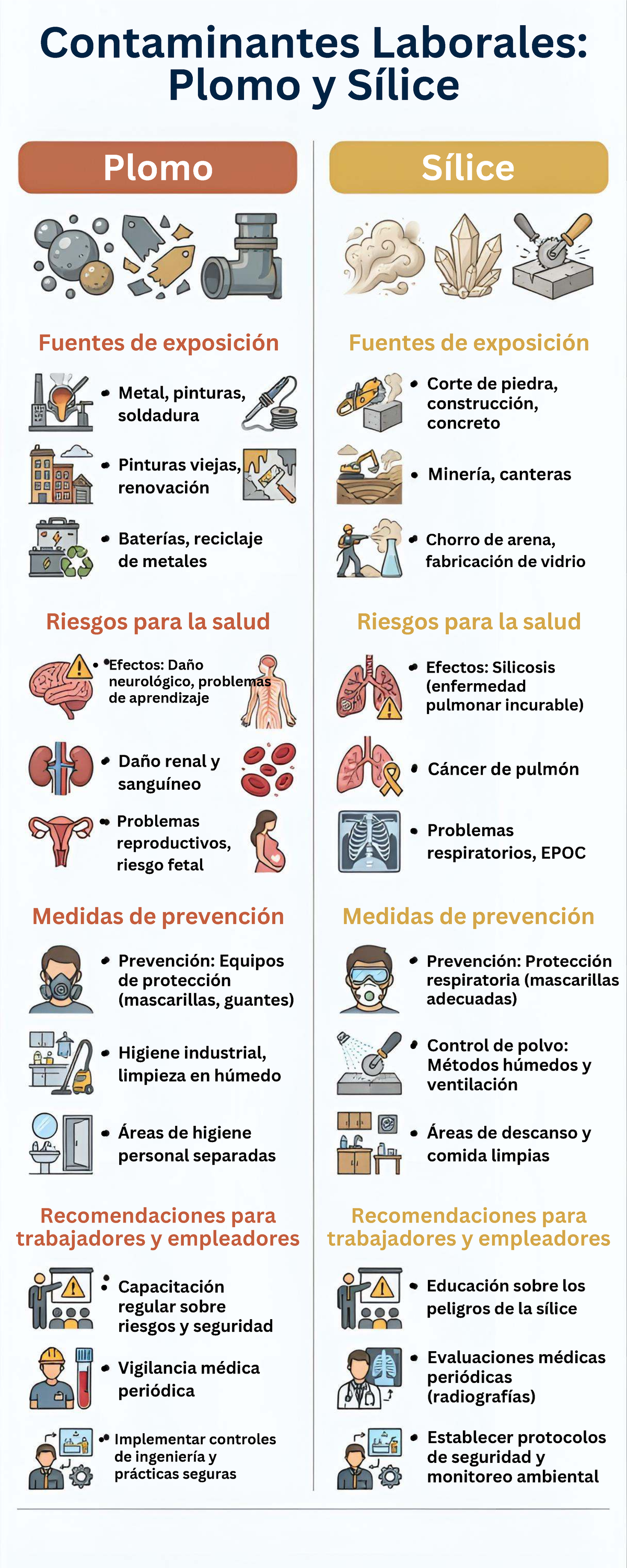 Infografía sobre Contaminantes Laborales: Plomo y Sílice - Studocu