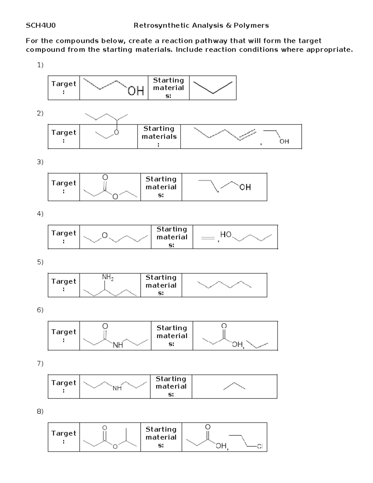 SCH4U0 Retrosynthetic Analysis of Polymers: Pathways & Notations - Studocu