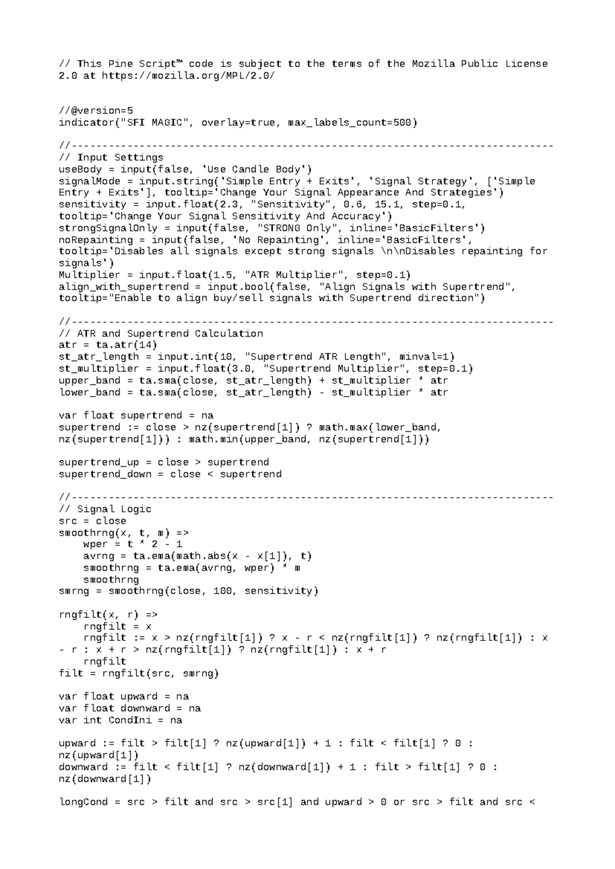 Indicator SFI Magic for Trading View - Pine Code Implementation - Studocu
