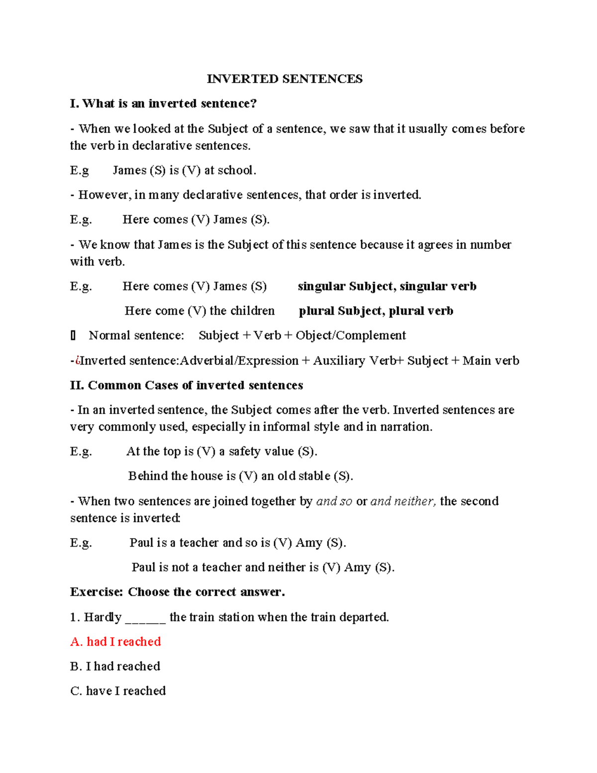 Inverted Sentences - Ngữ Âm Ngữ Vị - Studocu