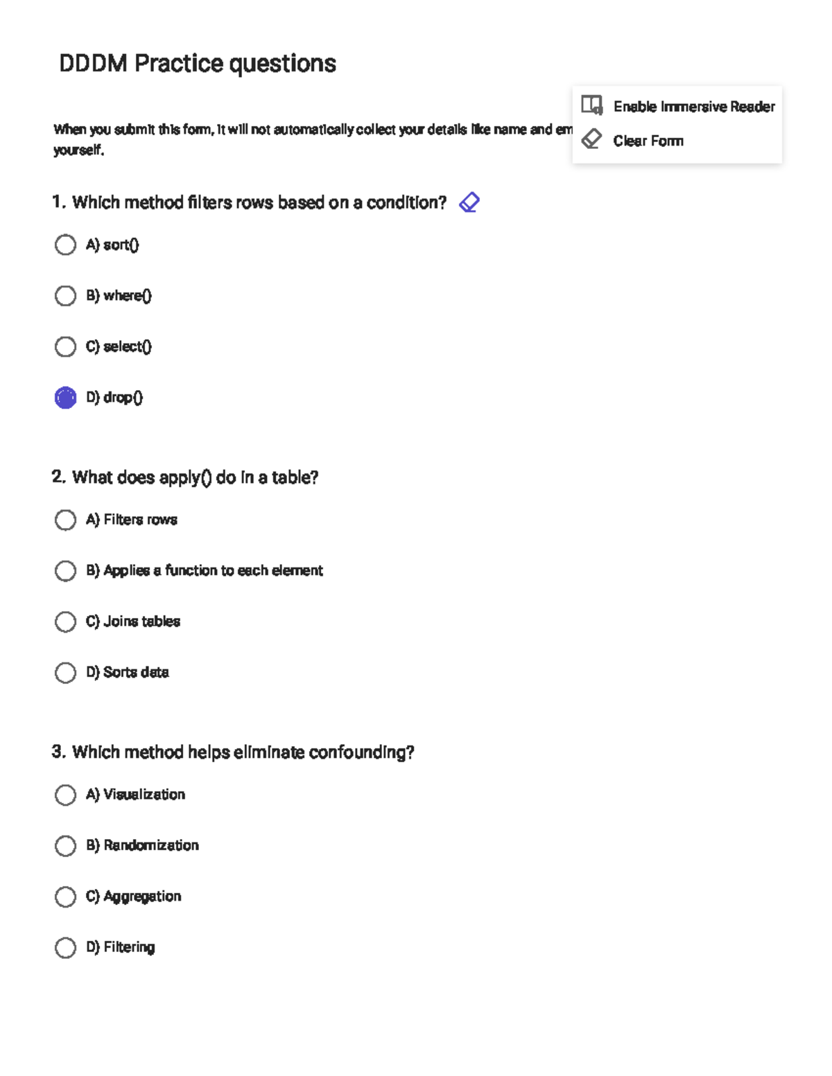 DDDM Practice Questions: Data Science Concepts and Methods - Studocu