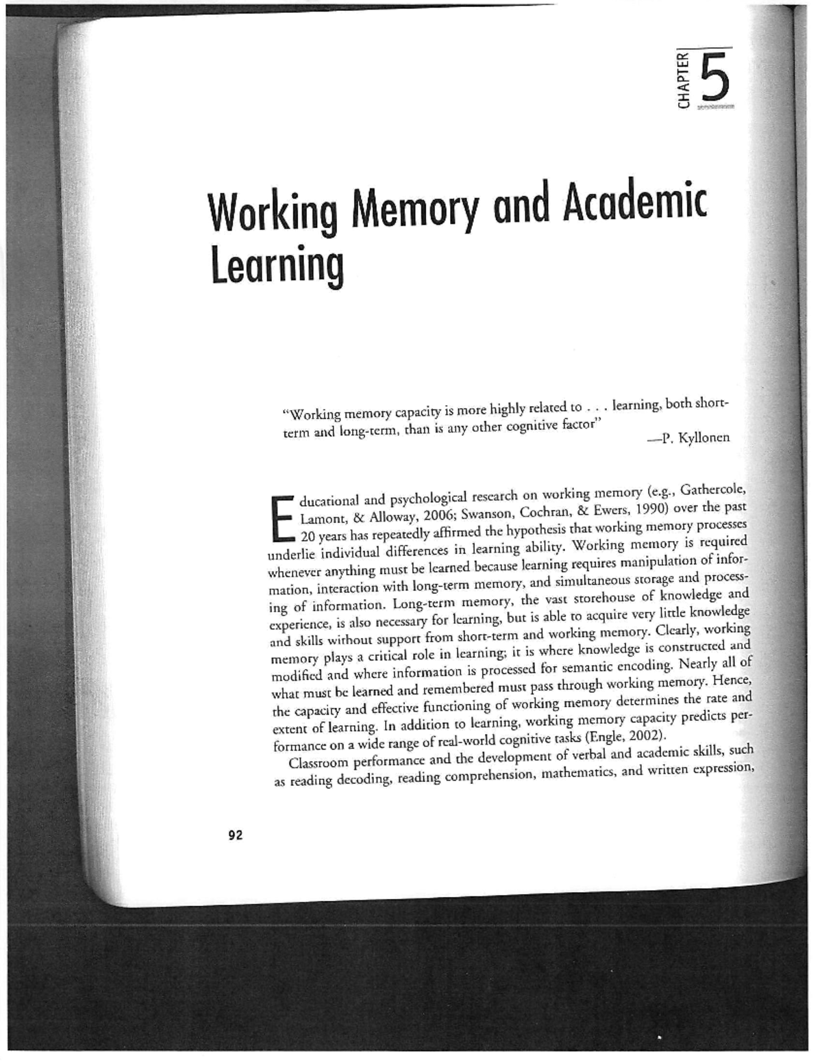 CHAPTER 5: Working Memory and Academic Learning Insights - Studocu