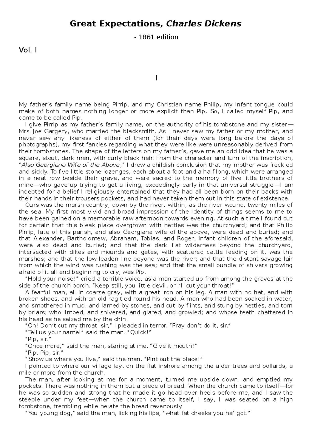 Great Expectations (1861 Edition) - Charles Dickens Volume I Analysis ...