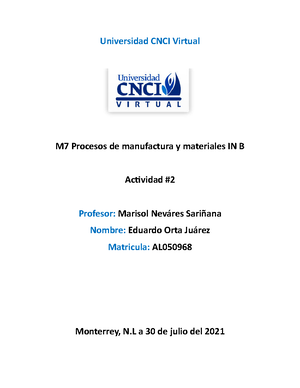 Proyecto modular Procesos de manufactura y materiales - Procesos de manufactura y materiales ...