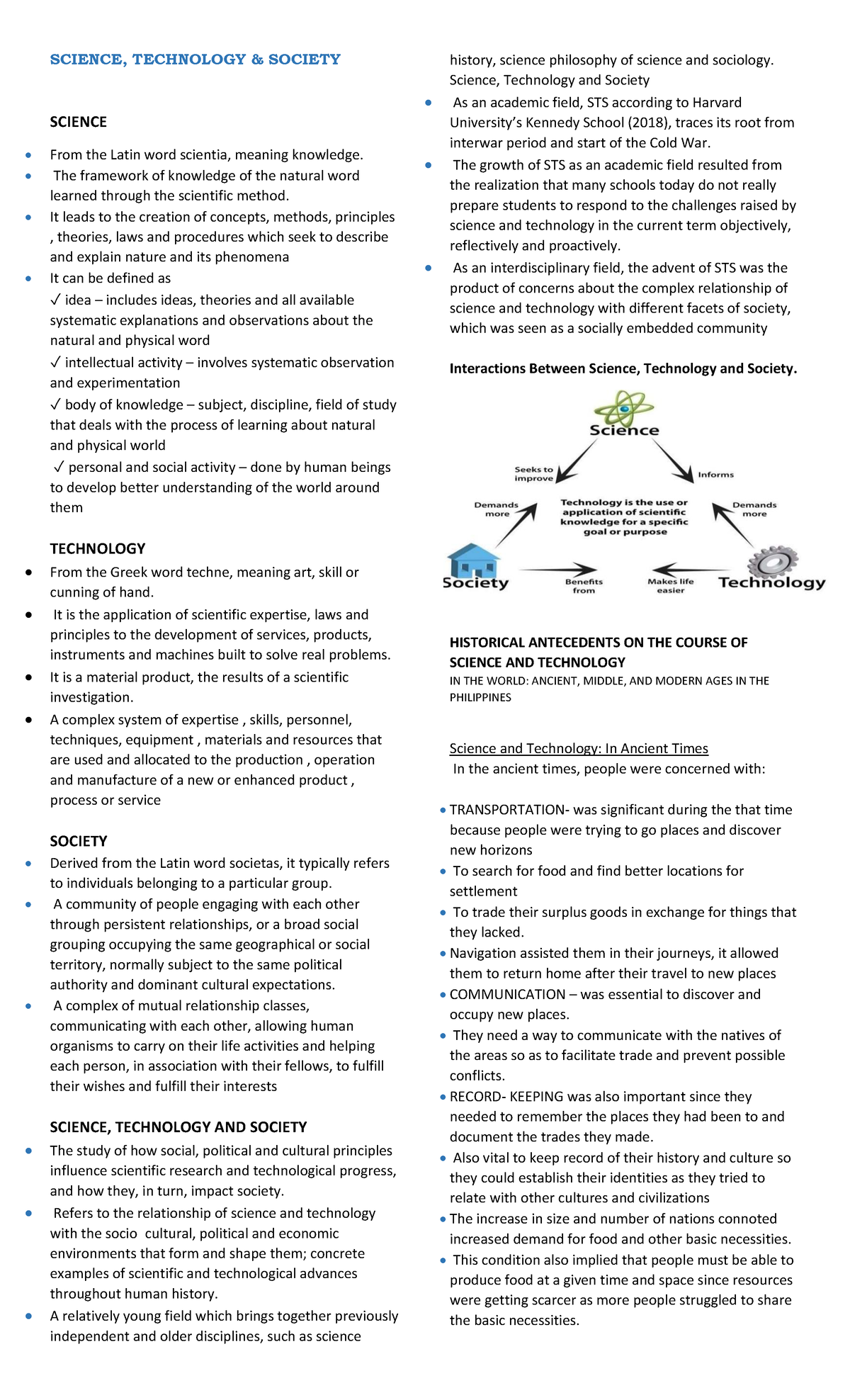 STS 101: Science, Technology, and Society Overview and Historical Context - Studocu
