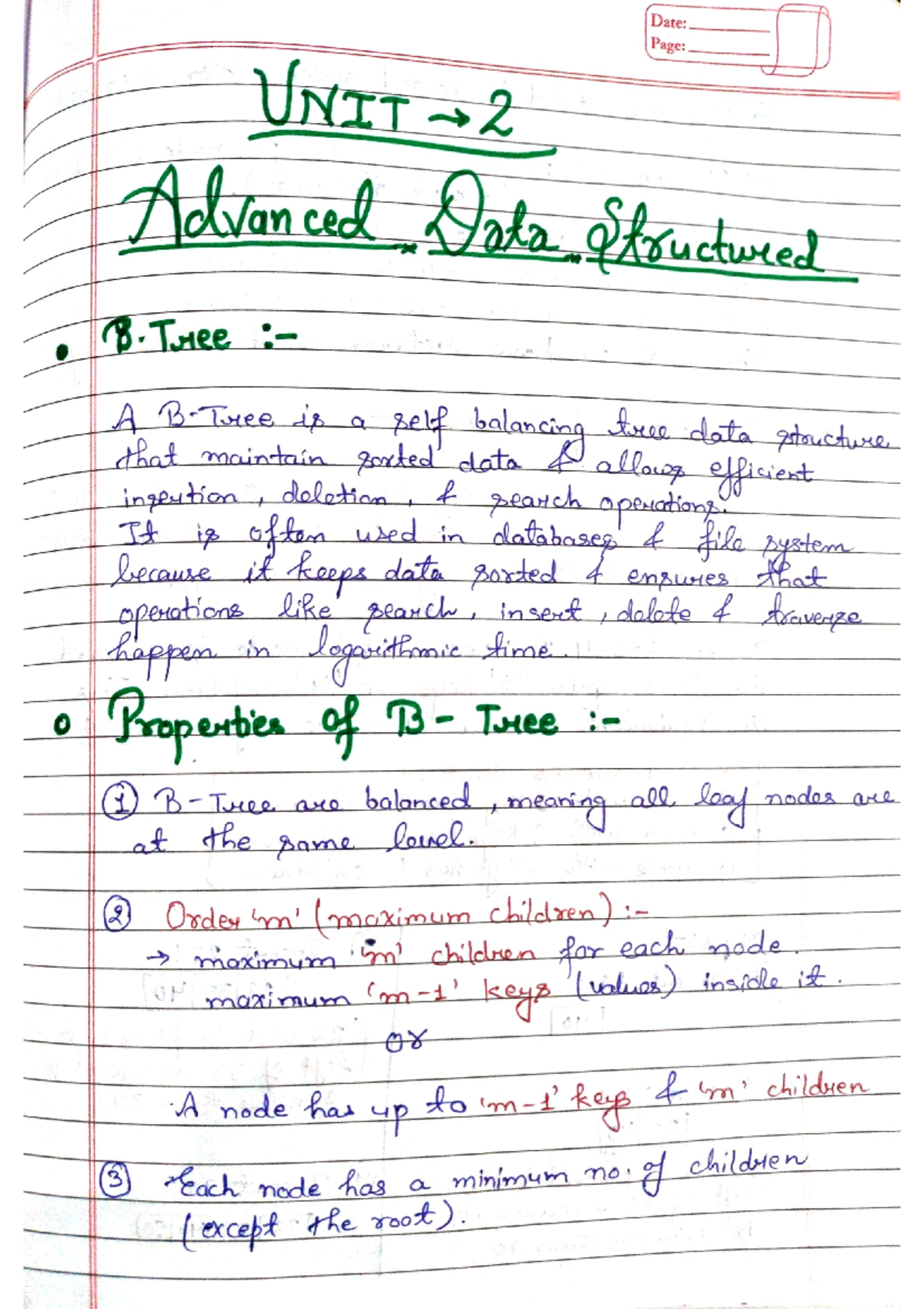 DAA Unit-2 Notes: Advanced Data Structures & Applications - Studocu