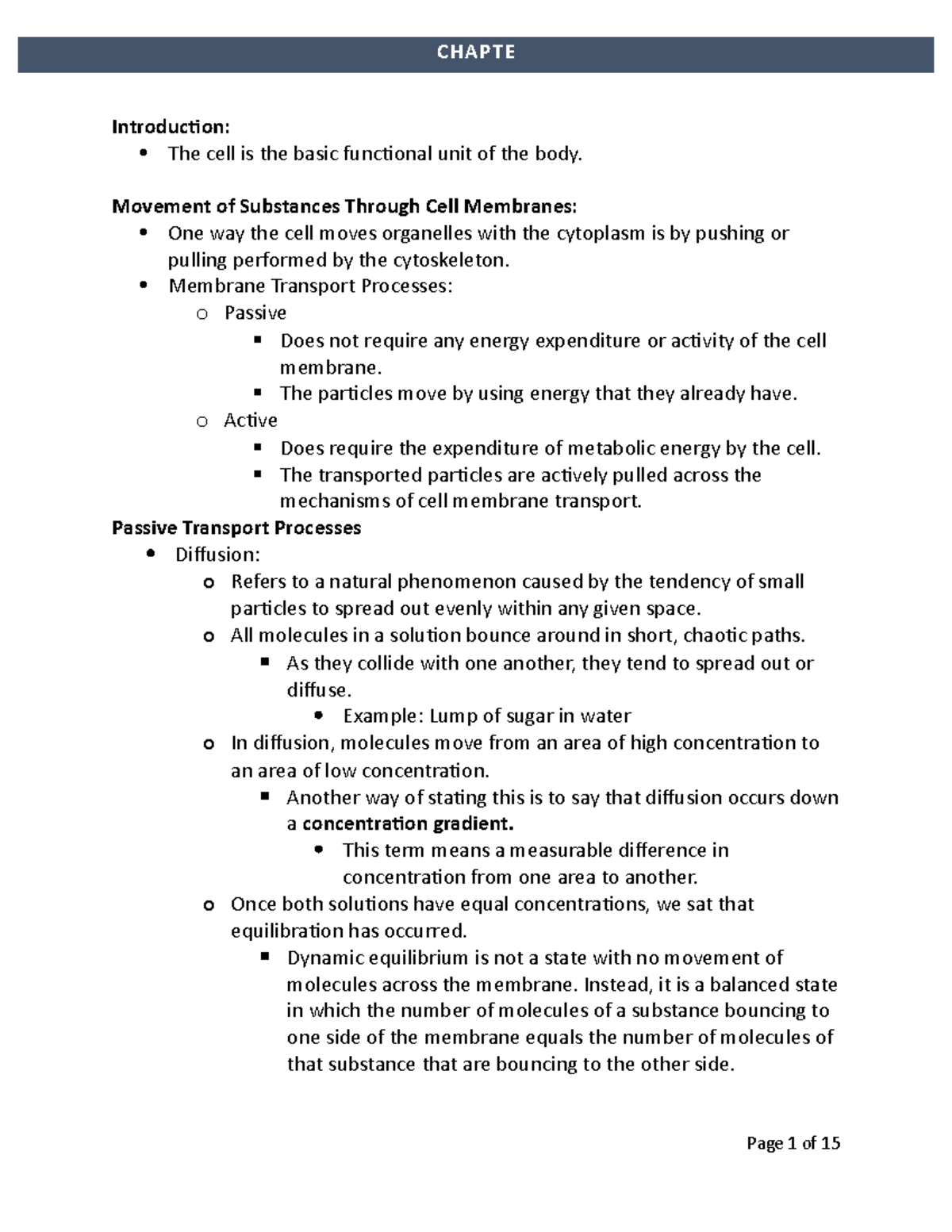 A&P1 - Ch. 6 Outline - Summary Anatomy and Physiology - Introduction ...