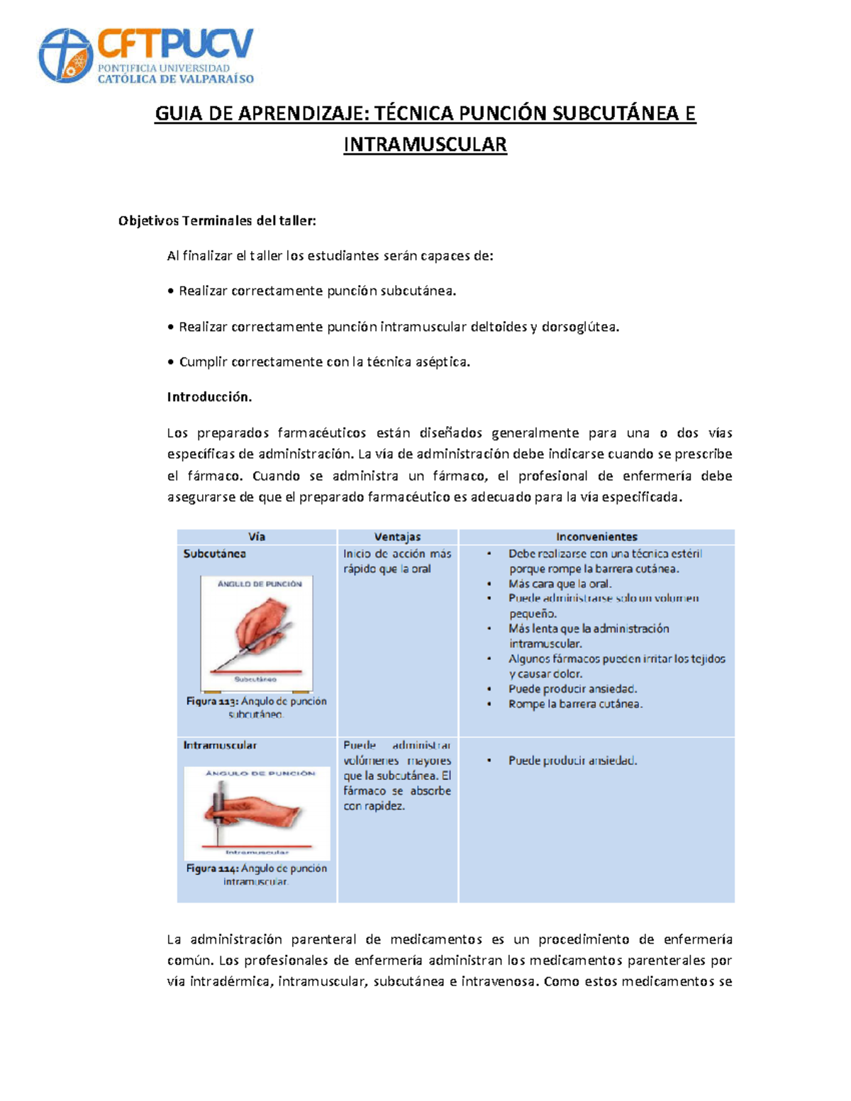 Guía IM SC - Técnica de Punción Subcutánea e Intramuscular - Studocu