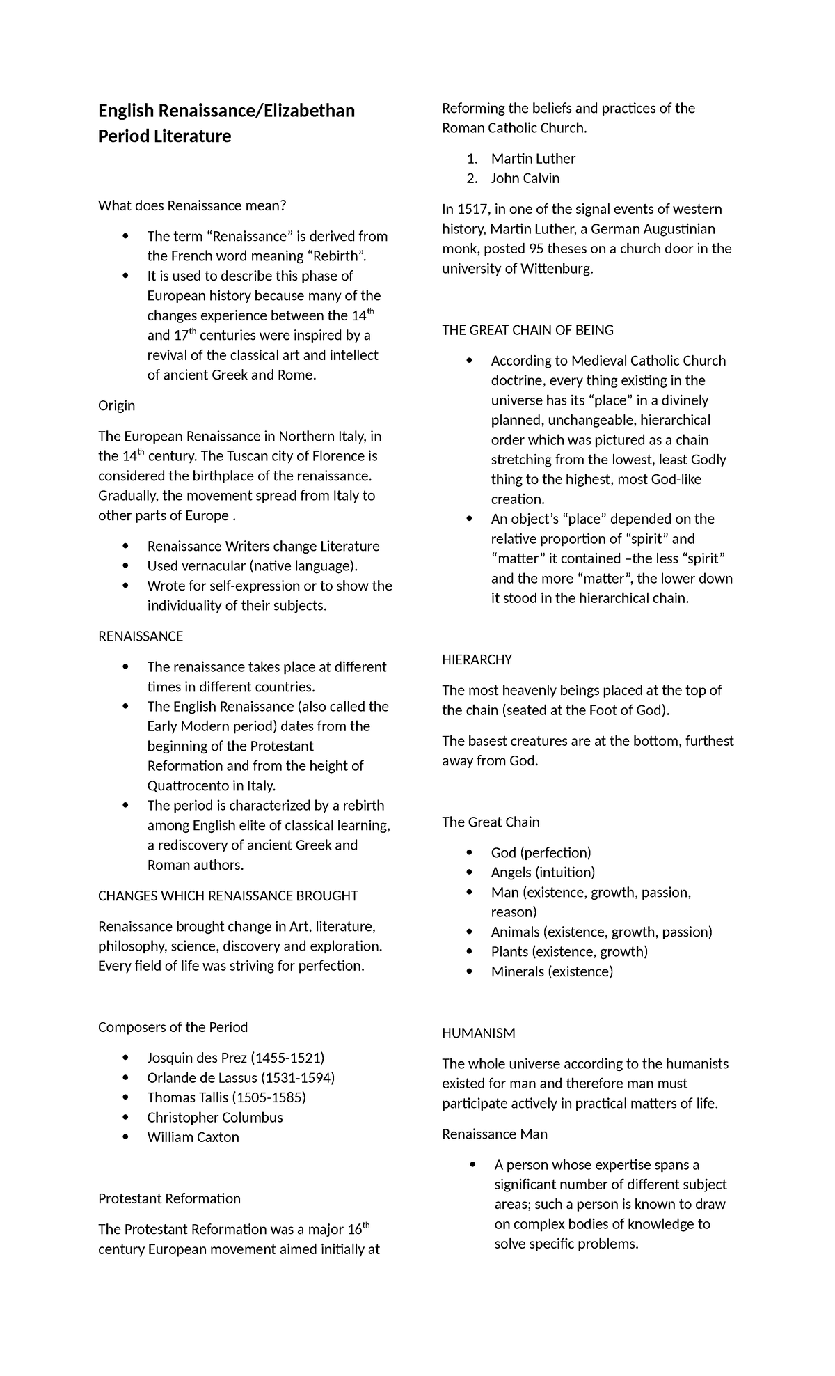 Handout IN Survey OF English AND American LIT. 3 - English Renaissance ...