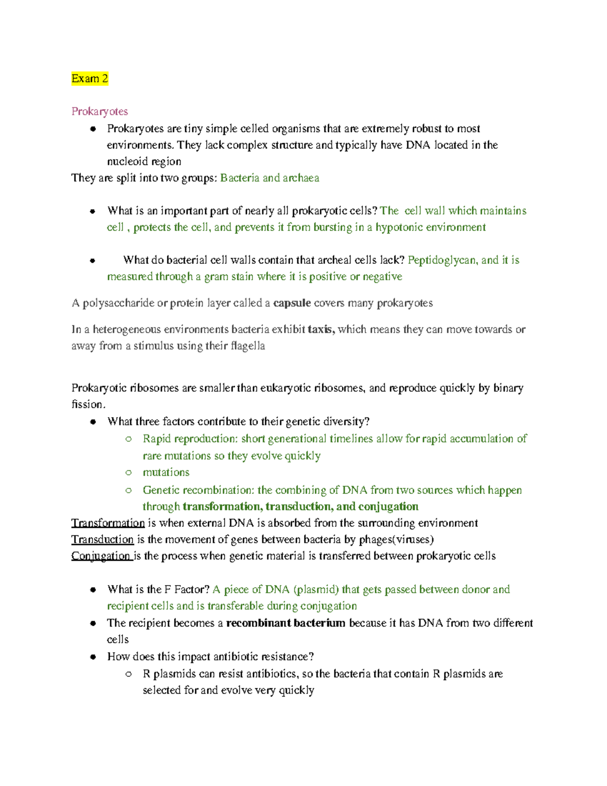 Ch 27 & 28 Study Guide: Prokaryotes and Eukaryotes Overview - Studocu