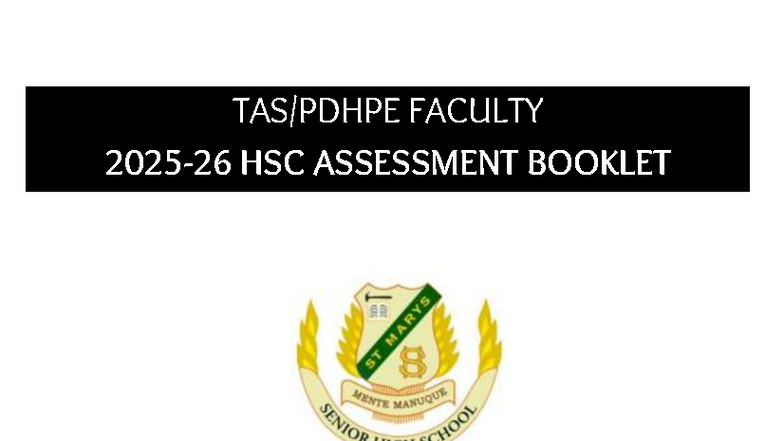 YEAR 12 TEXTILES AND DESIGN HSC ASSESSMENT BOOKLET 2026 - Studocu