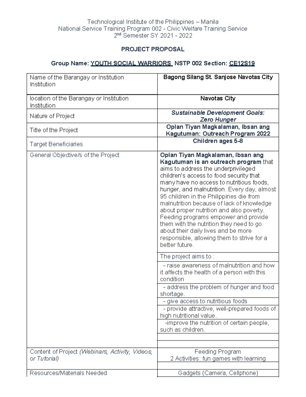 Feeding-Program - good - Technological Institute of the Philippines ...