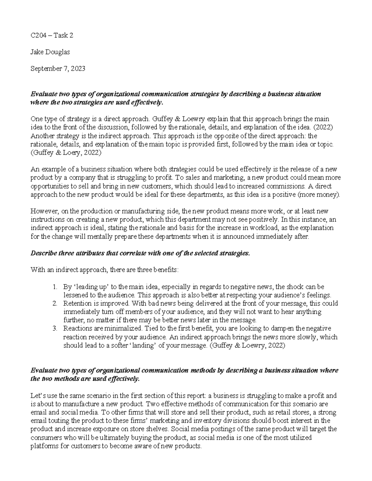 C204 - Task 2 - Evaluating Organizational Communication Strategies ...