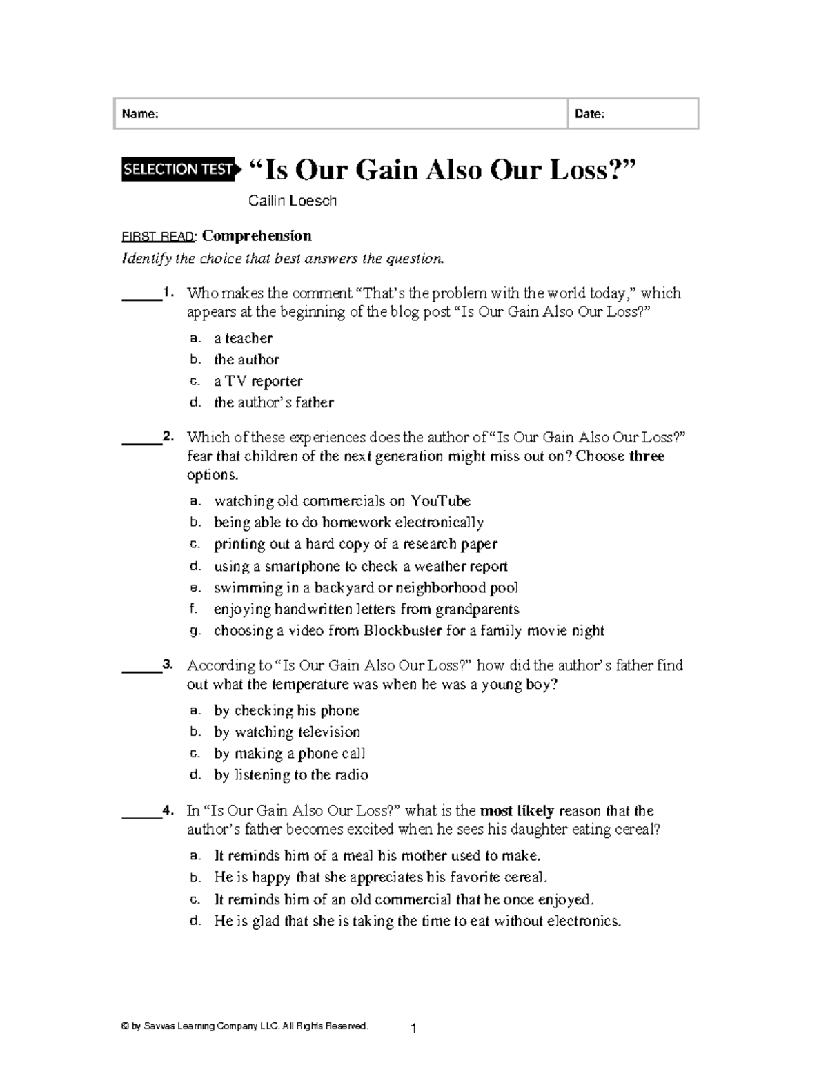 "ENG 101: Reflection on Nostalgia in 'Is Our Gain Also Our Loss ...